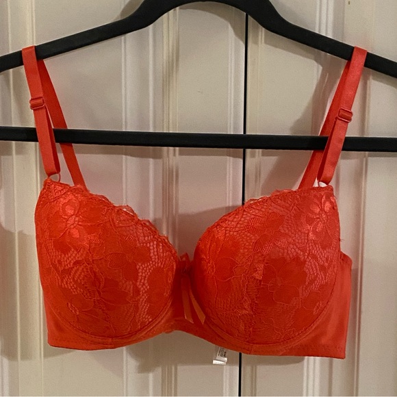 Sofra | Intimates & Sleepwear | 38b Bright Pink Lacy Pushup Bra | Poshmark